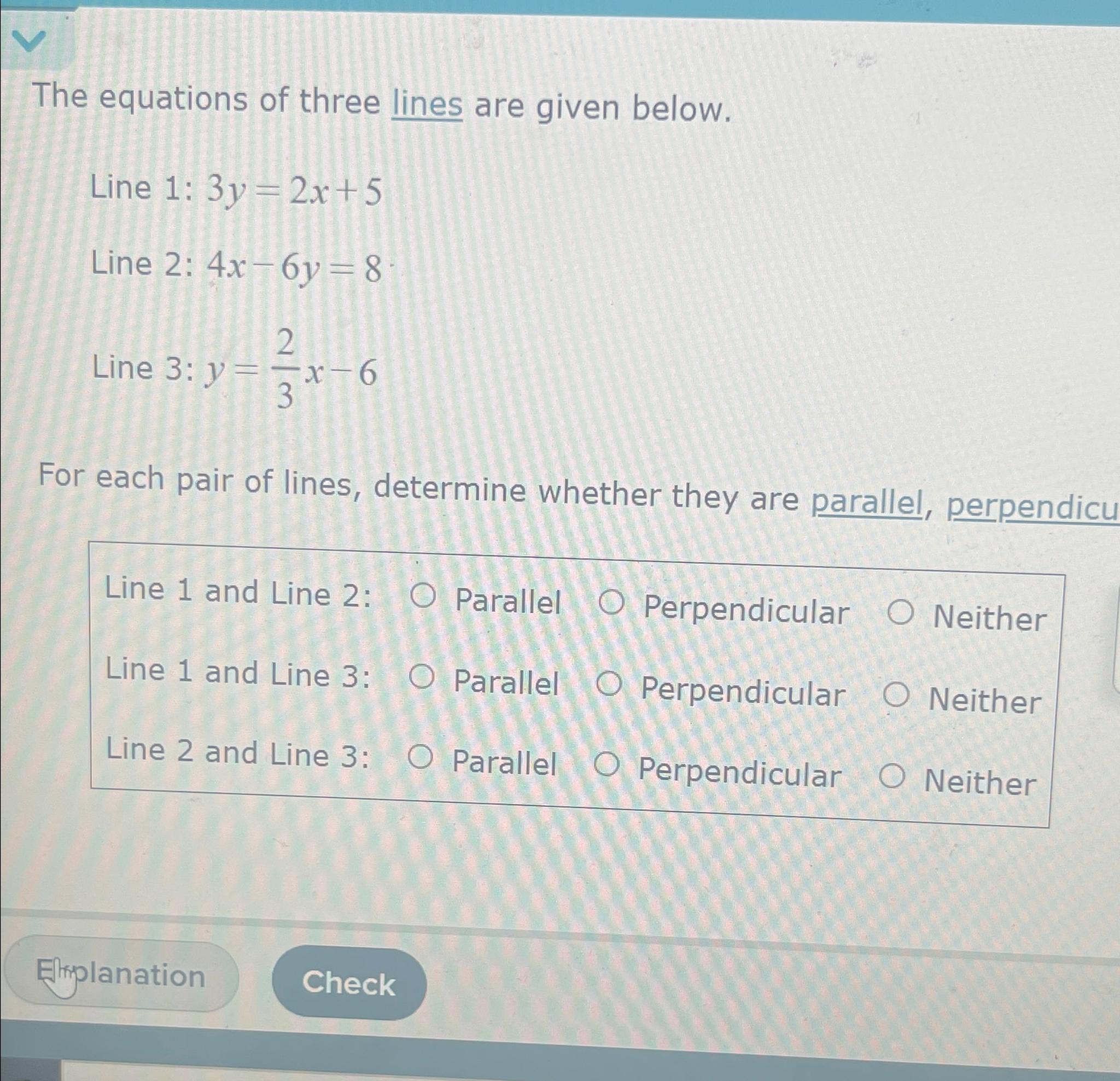 Solved The equations of three lines are given below.Line 1: | Chegg.com