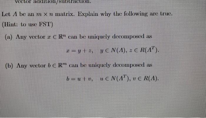 Solved Let Λ be an m×n matrix. Explain why the following are | Chegg.com