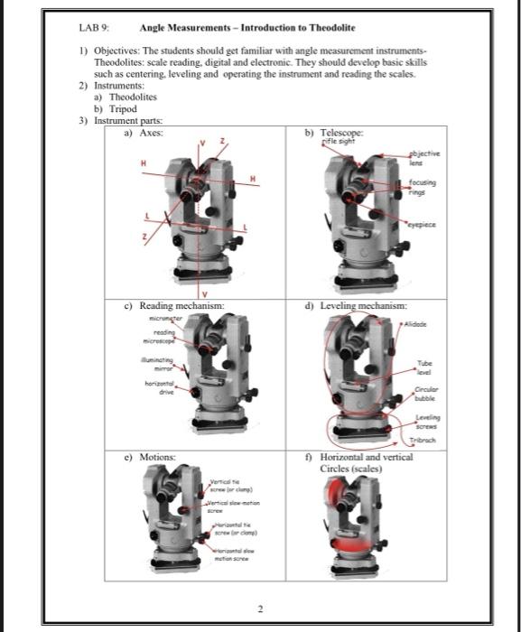 Solved LAB 9 Angle Measurements - Introduction to Theodolite | Chegg.com