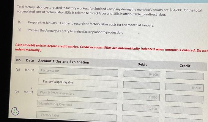 Solved 10tal factory labor costs related to factory workers | Chegg.com