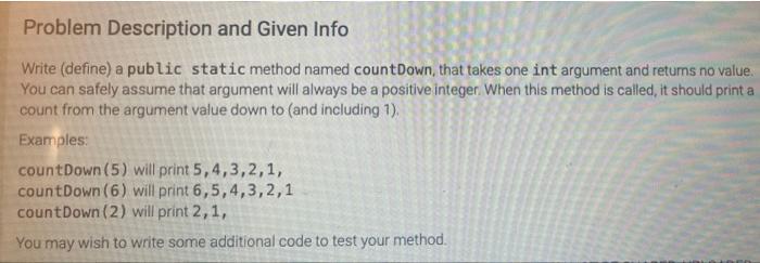 Solved Problem Description and Given Info Write (define) a | Chegg.com