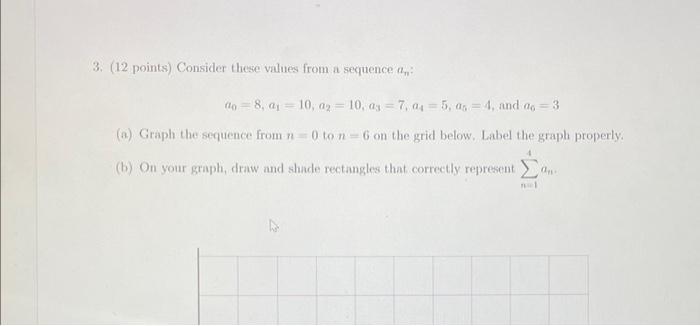 Solved 3. (12 points) Consider these values from a sequence | Chegg.com