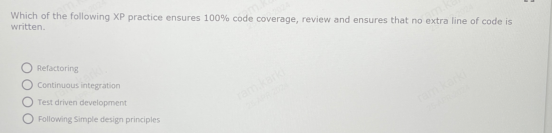 Solved Which of the following XP practice ensures 100% ﻿code | Chegg.com