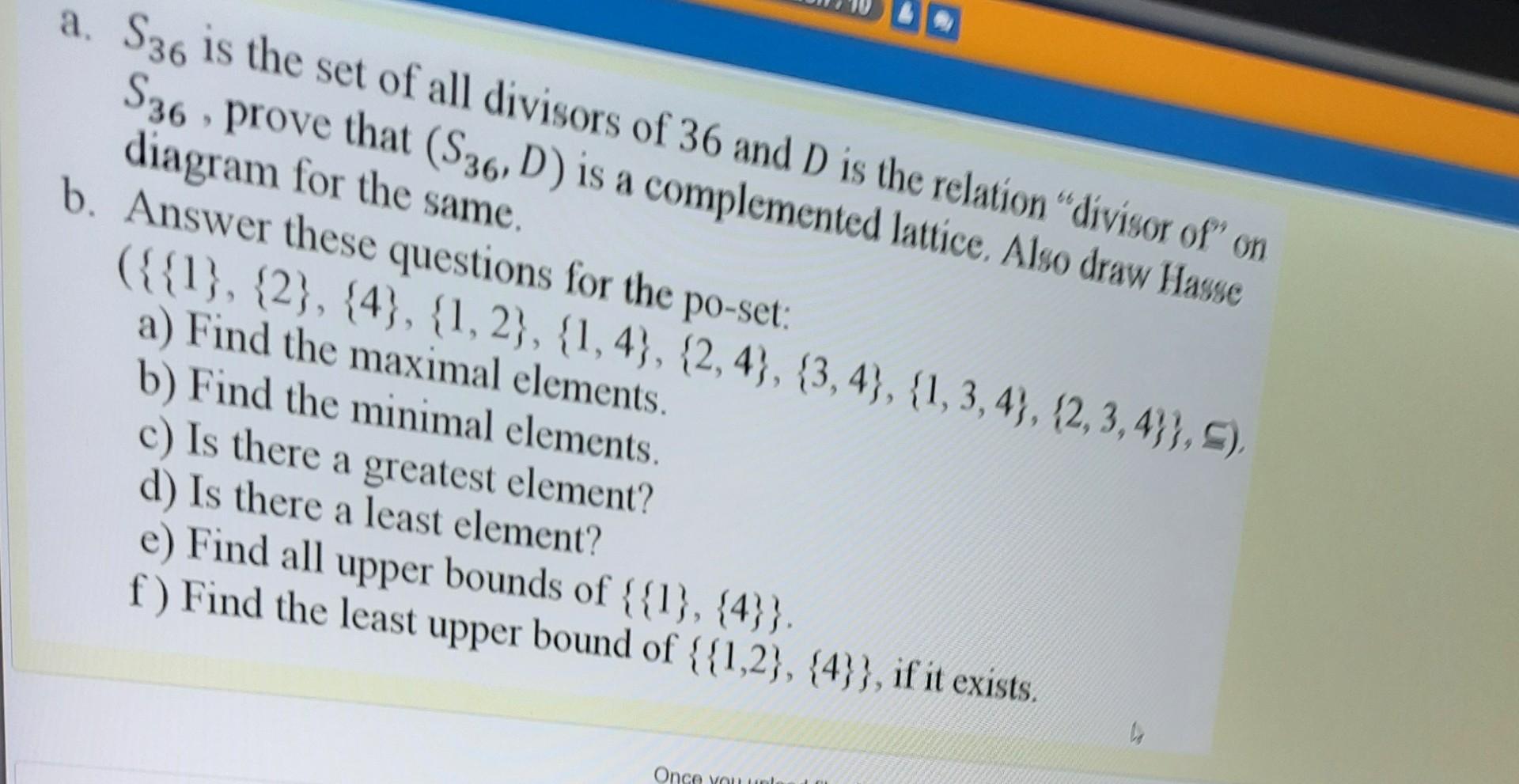 Solved a. S36 is the set of all divisors of 36 and D is the | Chegg.com