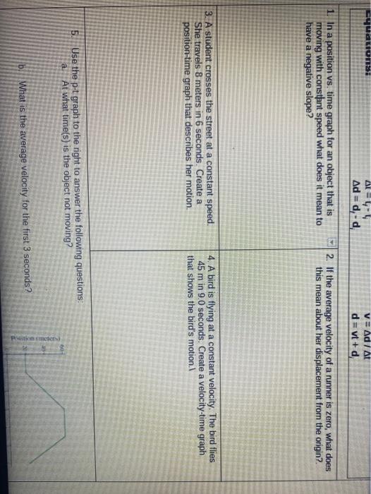 Solved BI=4-4 Ad = d.d. VAd At d = vt + d 1. In a position | Chegg.com