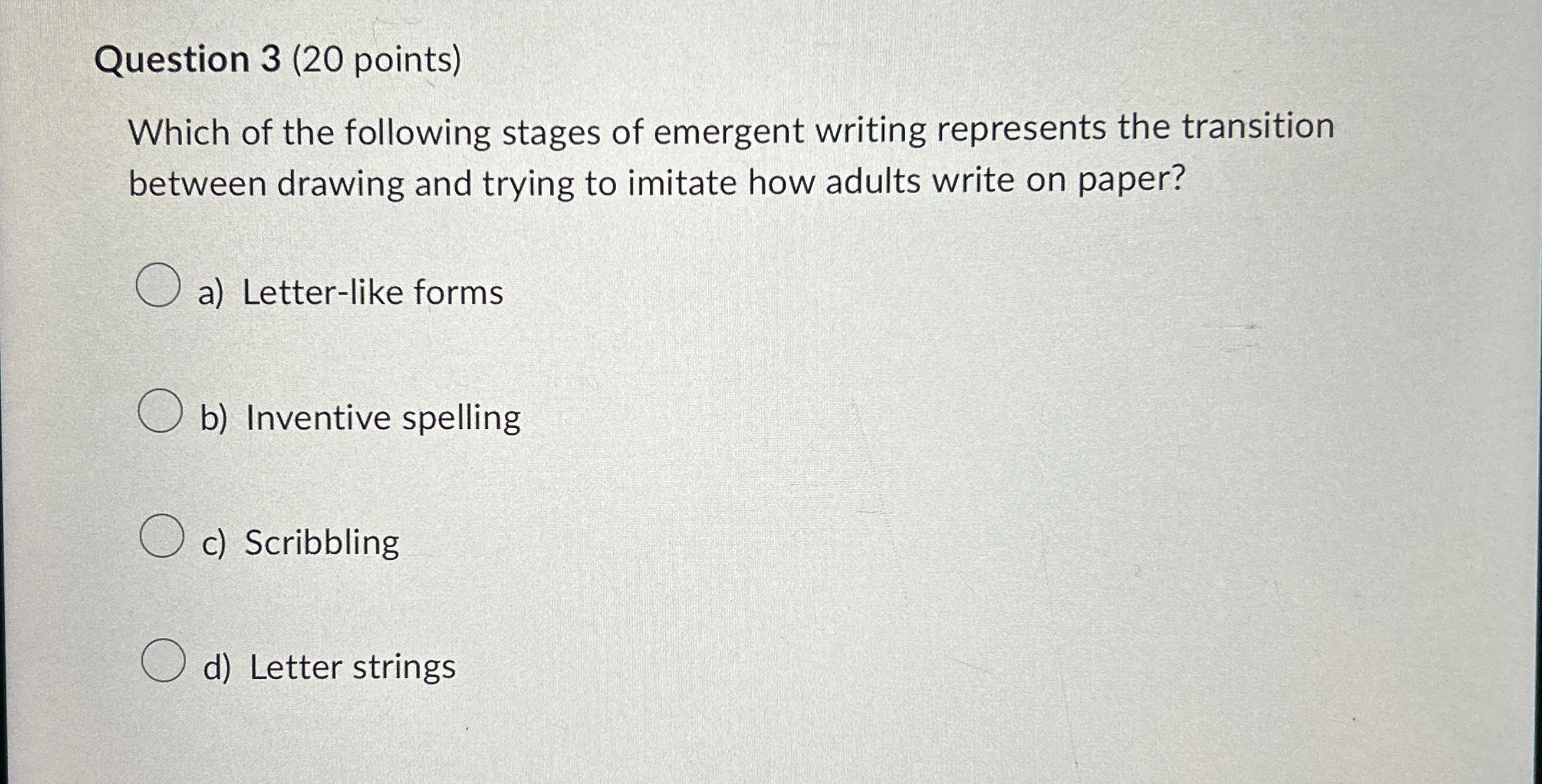 Solved Question 3 (20 ﻿points)Which of the following stages | Chegg.com