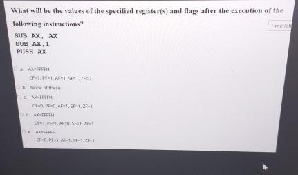 Solved What will be the values of the specified register(s) | Chegg.com