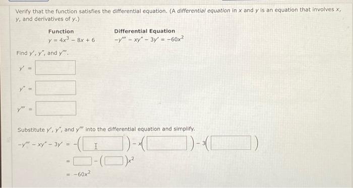 Solved Verify that the function satisfies the differential | Chegg.com