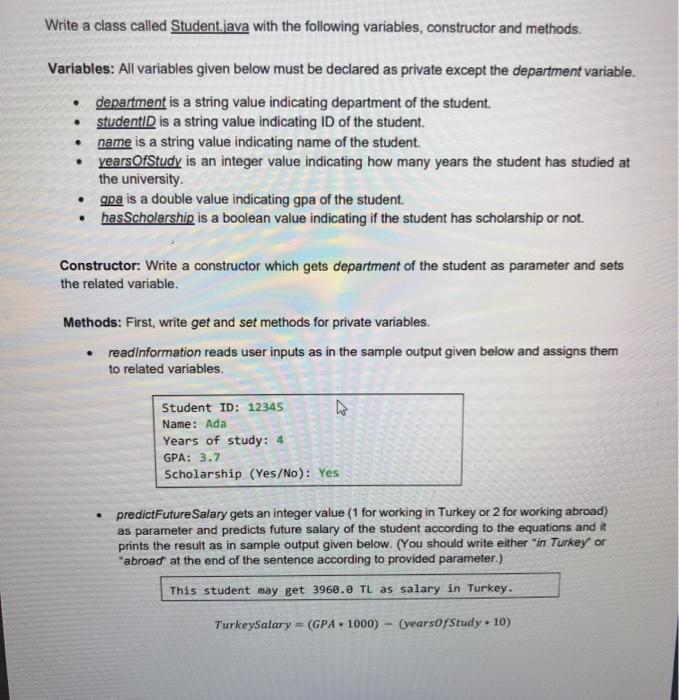 Solved Write a class called Student.java with the following | Chegg.com