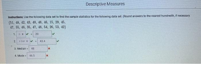 Solved Descriptive Measures Instructions: Use the following | Chegg.com