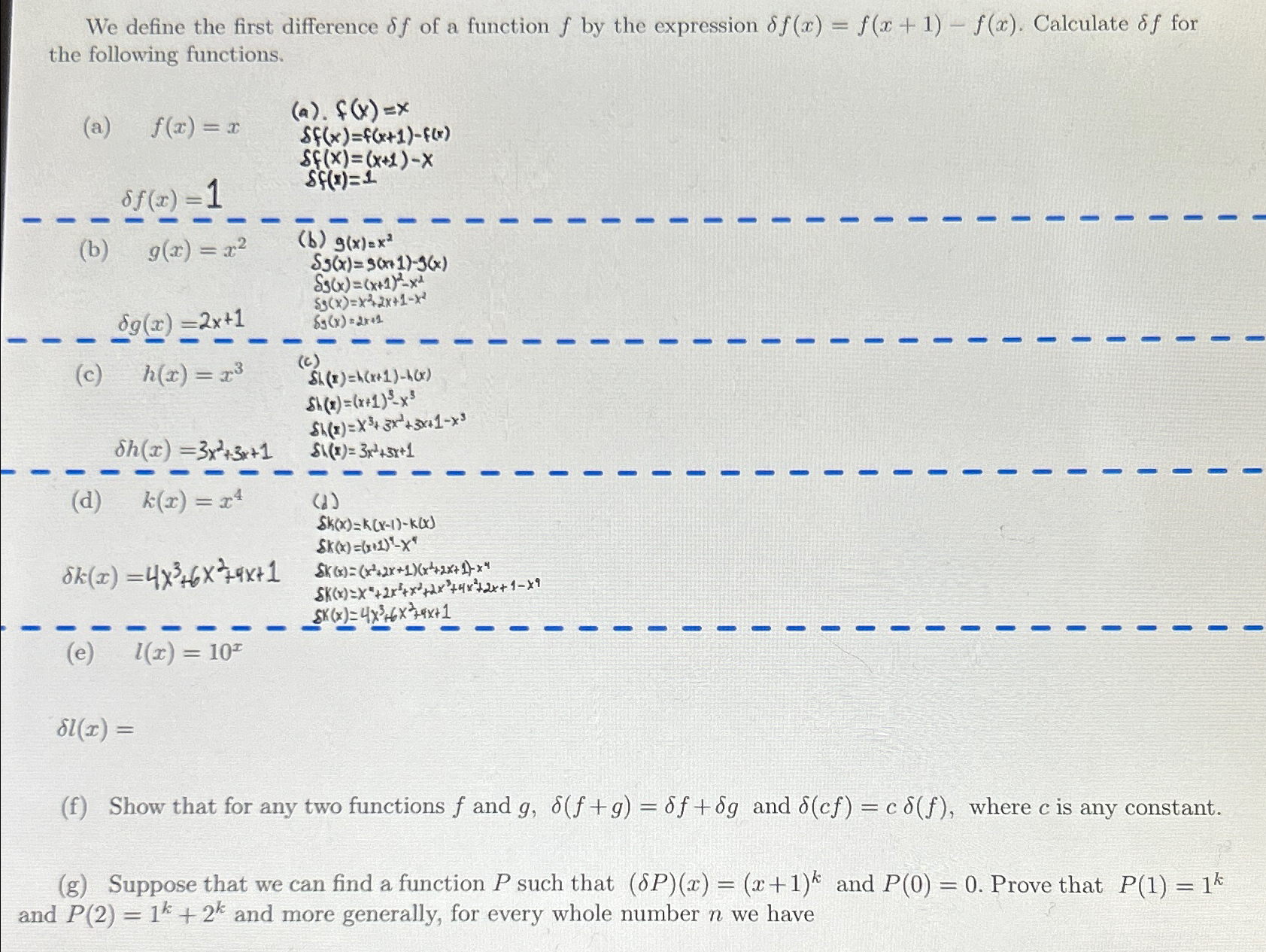 Solved We define the first difference δf ﻿of a function f | Chegg.com