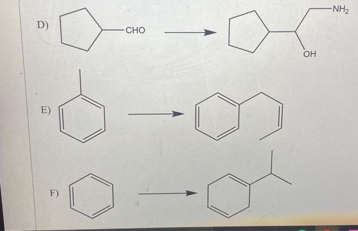 Solved -NH2 D) CHO OH E) F) | Chegg.com