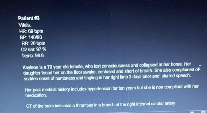Solved Patient th2 Vitals: HR: 68 bpm BP: 104/67mmHg RR: 20 | Chegg.com