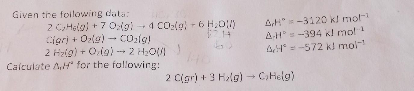 Solved Given the following data: | Chegg.com