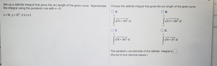 Solved Set up a definite integral that gives the arc length | Chegg.com