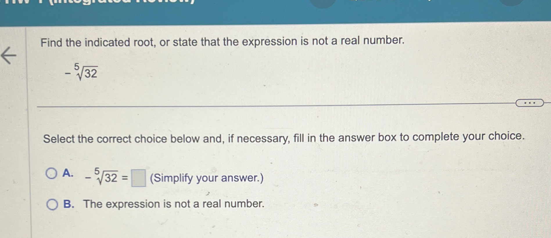 Solved Find the indicated root, or state that the expression | Chegg.com