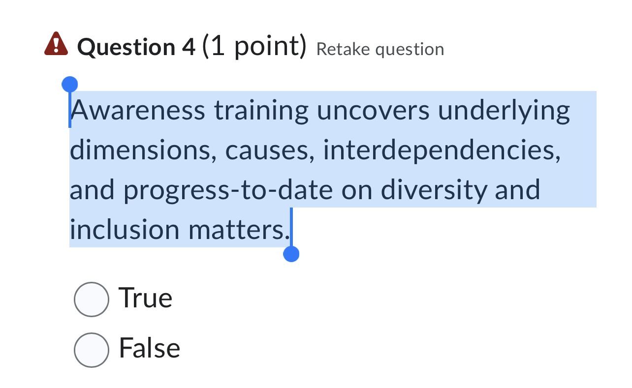 Solved A Question 4 (1 point) Retake questionAwareness | Chegg.com Solved A Question 4 (1 point) Retake questionAwareness | Chegg.com