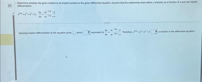 Solved K Y Determine whether the given relation is an | Chegg.com