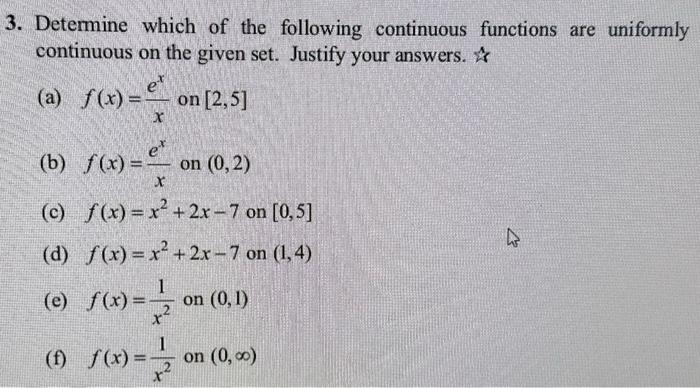 Solved 3. Determine which of the following continuous | Chegg.com
