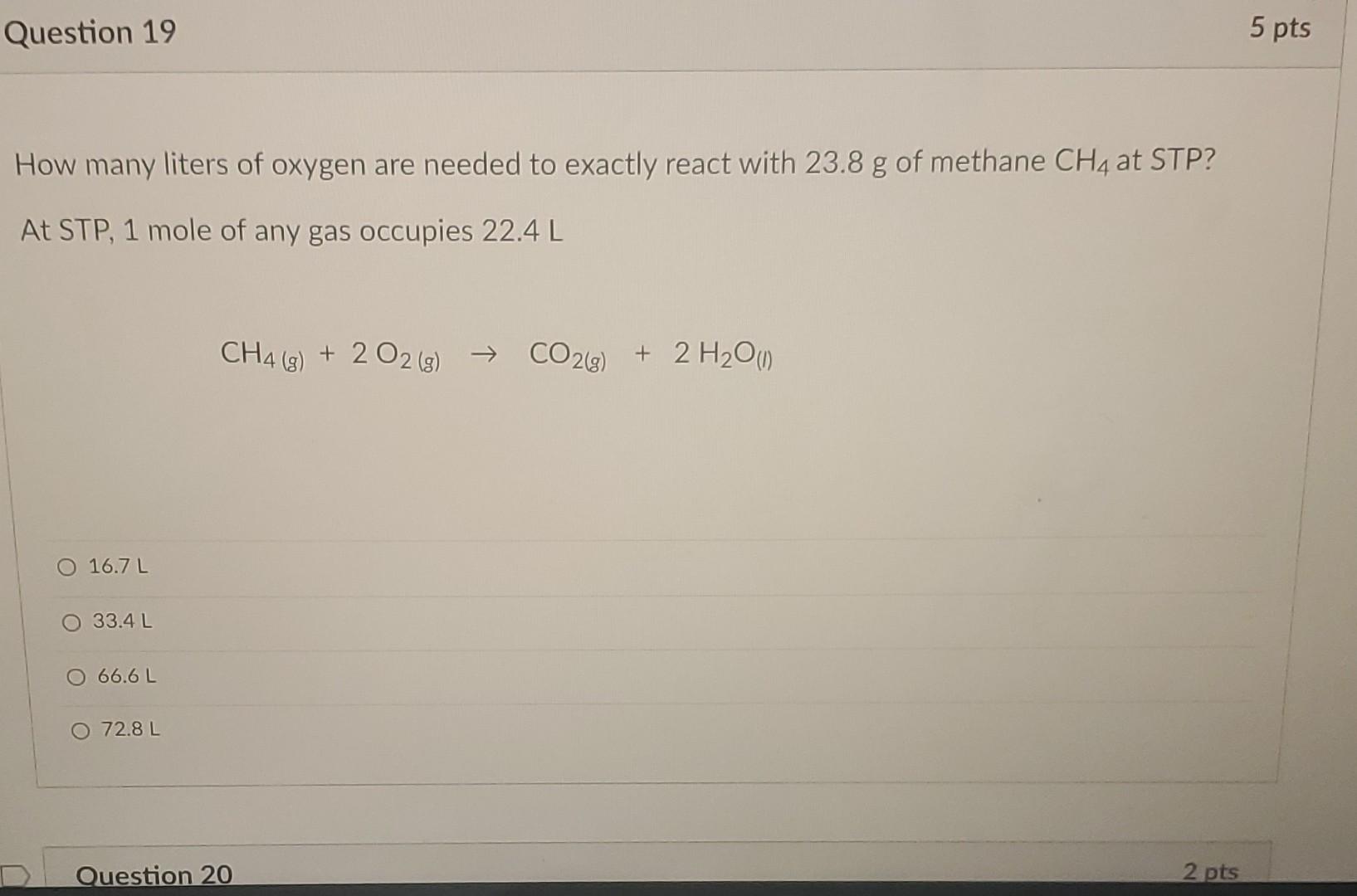 Solved How many liters of oxygen are needed to exactly react | Chegg.com
