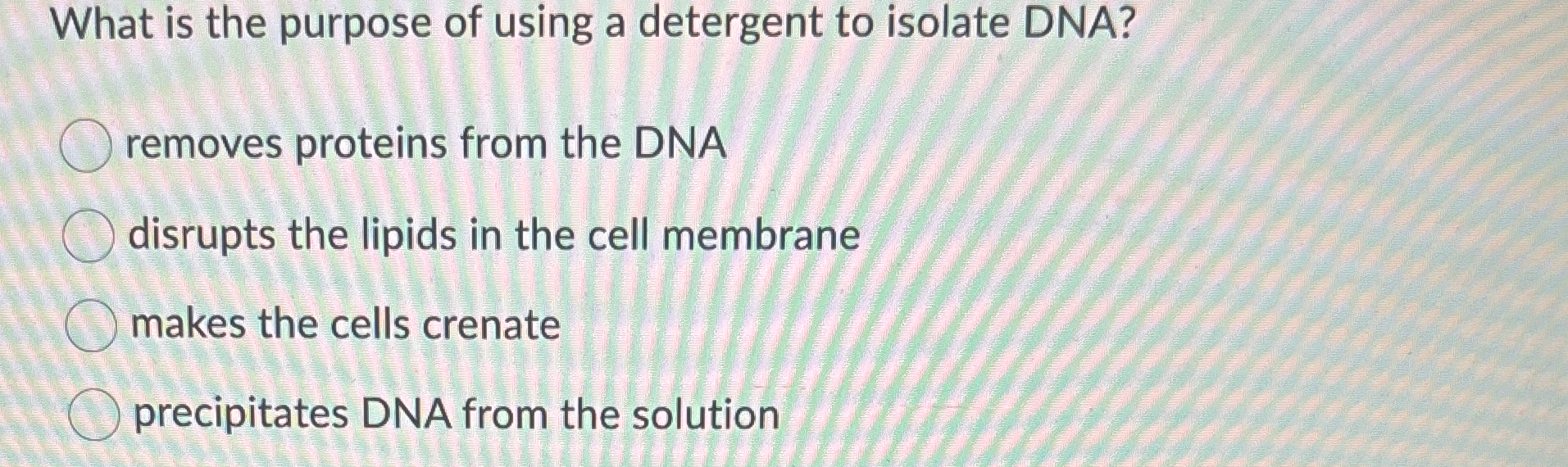 Solved What is the purpose of using a detergent to isolate | Chegg.com