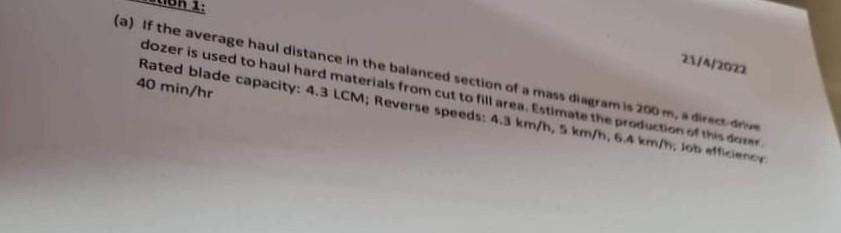 Solved (a) If the averagehaul distance in the balanced | Chegg.com