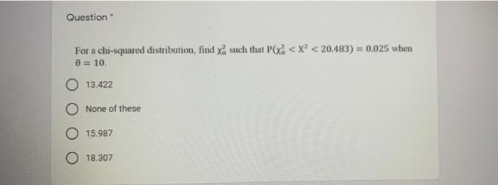 Solved Question For a chi-squared distribution, find a such | Chegg.com