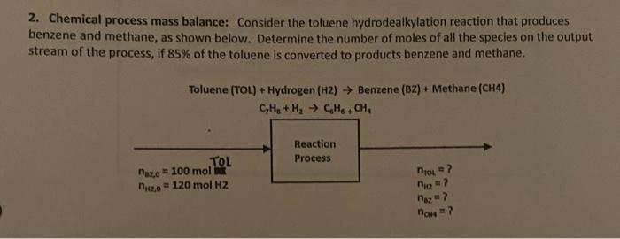 Solved 2. Chemical process mass balance: Consider the | Chegg.com