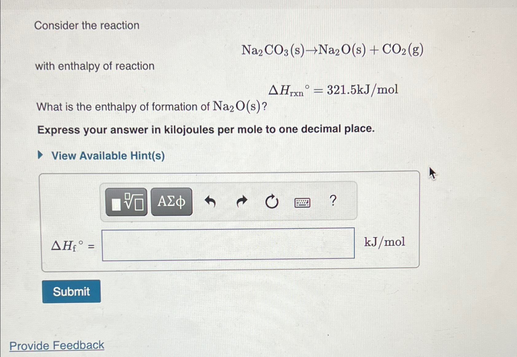 Consider the reactionwith enthalpy of | Chegg.com