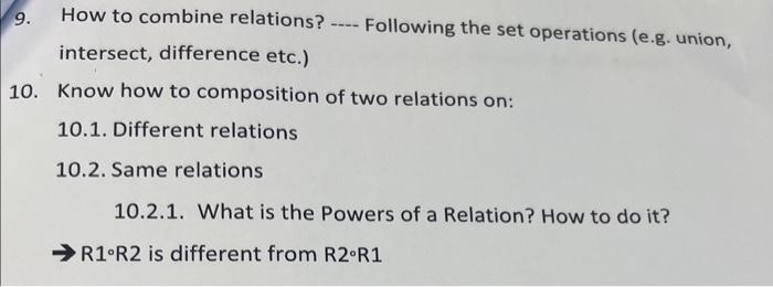 Solved 9. How to combine relations? intersect, difference | Chegg.com