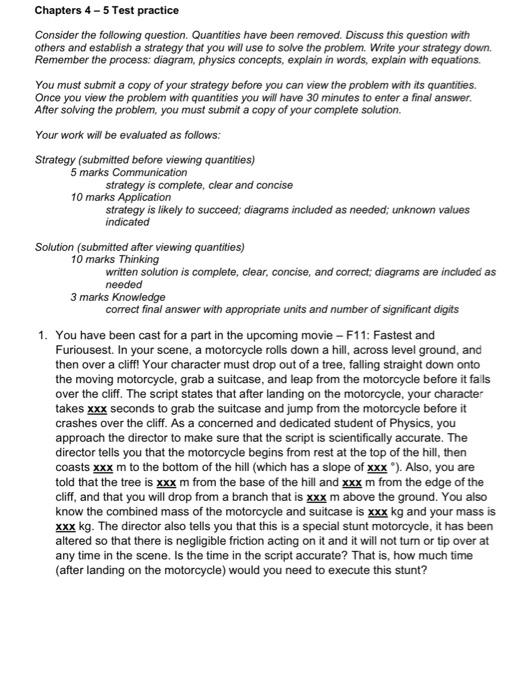 Solved Chapters 4 - 5 Test practice Consider the following | Chegg.com