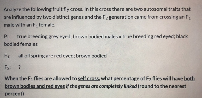 Solved Analyze the following fruit fly cross. In this cross | Chegg.com