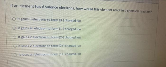 Solved If an element has 6 valence electrons, how would this | Chegg.com