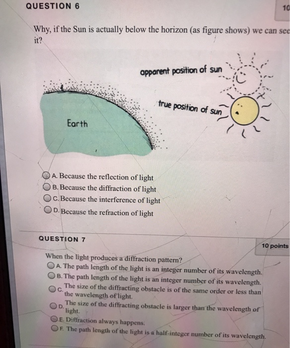 Solved QUESTION 6 10 Why, if the Sun is actually below the | Chegg.com