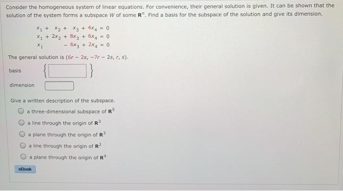 Solved Consider the homogeneous system of linear equations. | Chegg.com
