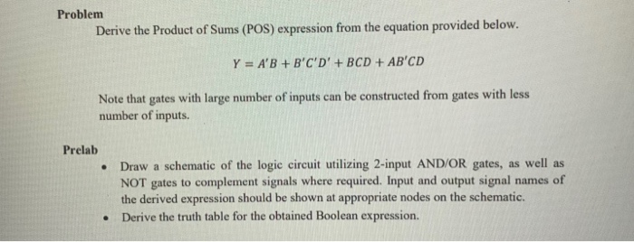 Solved Problem Derive the Product of Sums (POS) expression | Chegg.com