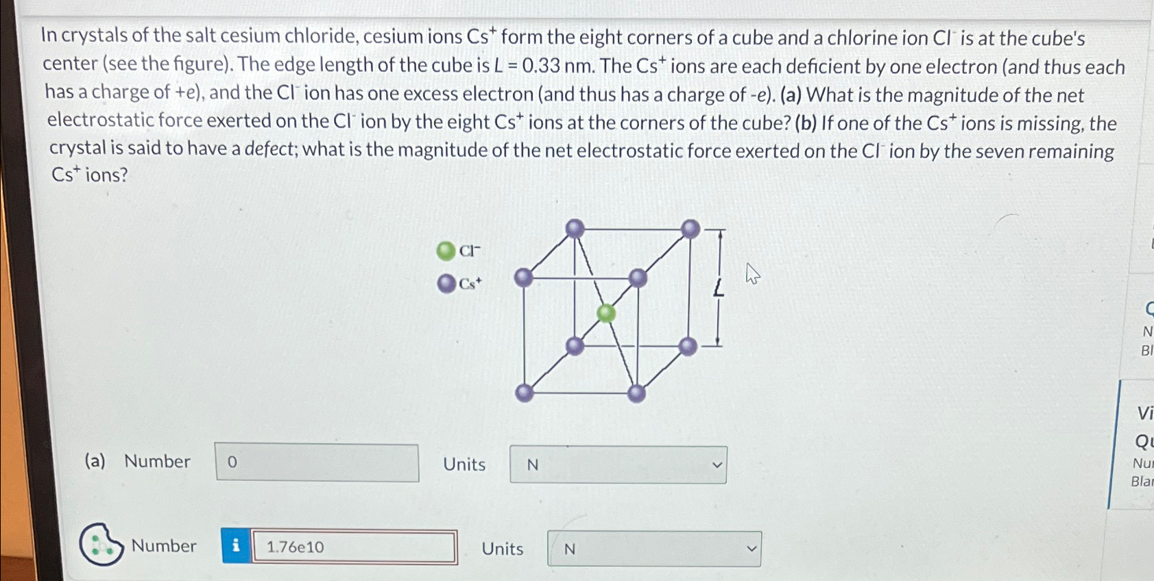 Solved In crystals of the salt cesium chloride, cesium ions | Chegg.com