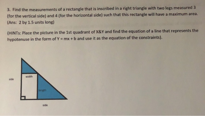 Solved 3. Find the measurements of a rectangle that is | Chegg.com
