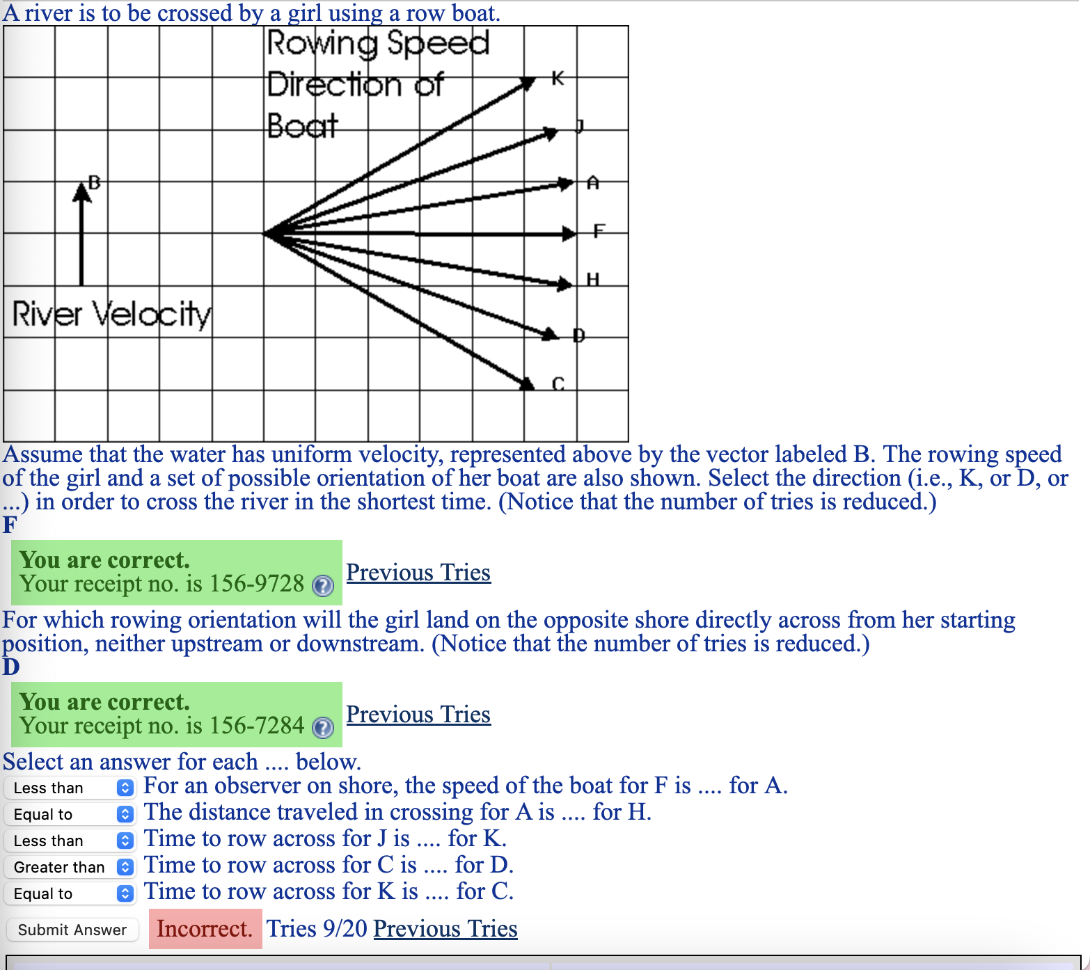 Solved A river is to be crossed by a girl using a row | Chegg.com