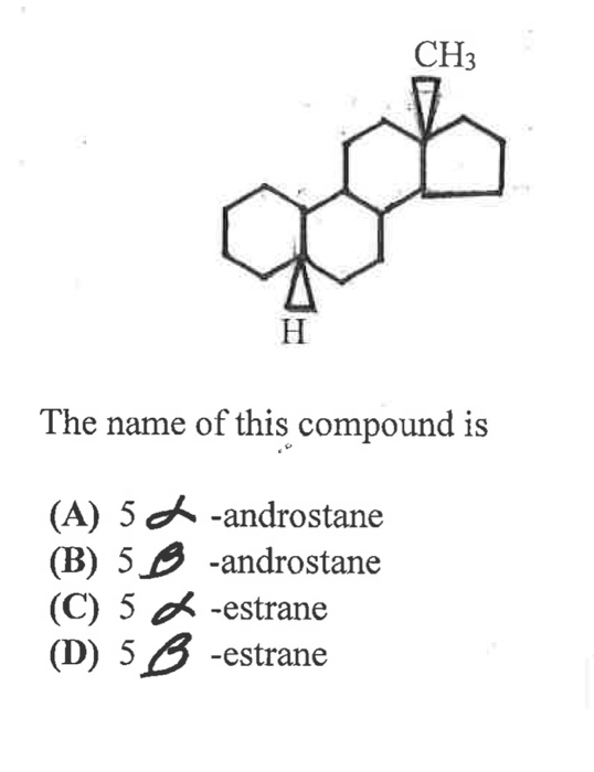 Solved CH3 H The name of this compound is (A) 5 -androstane | Chegg.com