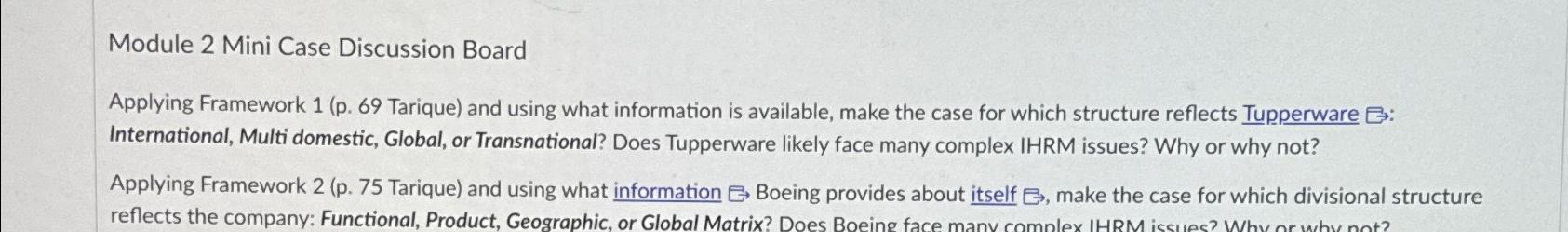 Solved Module 2 ﻿Mini Case Discussion BoardApplying | Chegg.com