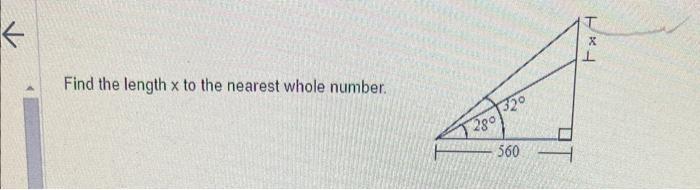 Solved Find the length x to the nearest whole number. | Chegg.com