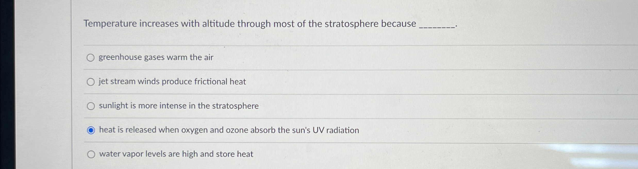 Solved Temperature increases with altitude through most of | Chegg.com