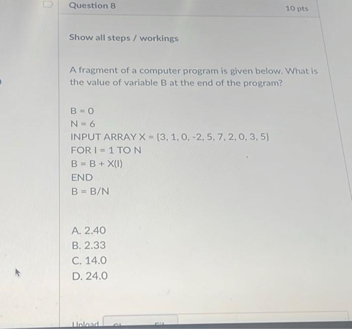 Solved Show all steps / workings A fragment of a computer | Chegg.com