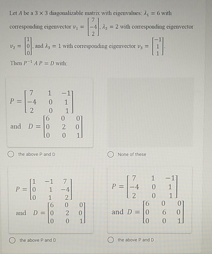 Solved Let A be a 3 x 3 diagonalizable matrix with | Chegg.com