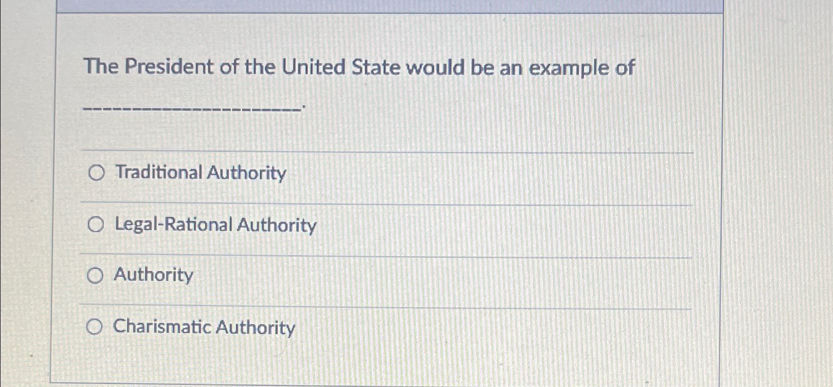 Solved The President of the United State would be an example | Chegg.com