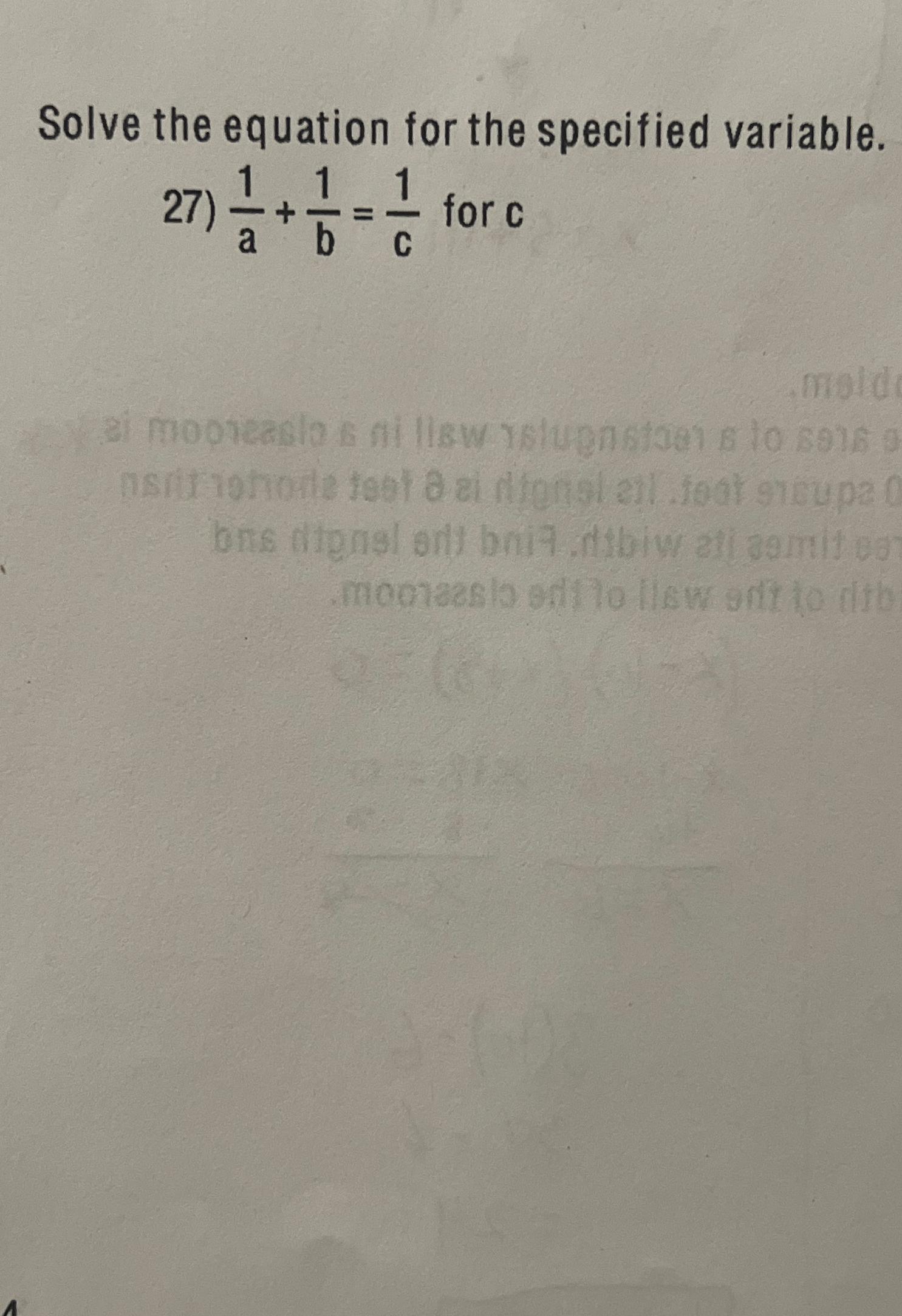 Solved Solve the equation for the specified | Chegg.com