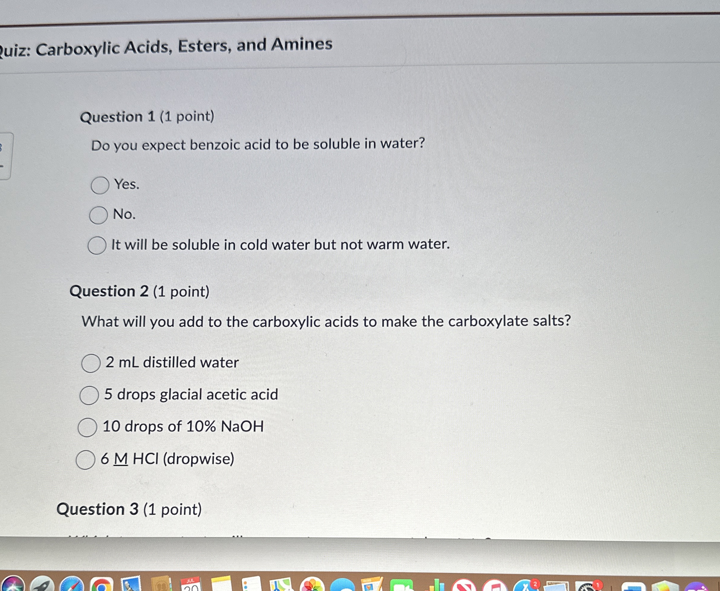 Solved uiz: Carboxylic Acids, Esters, and AminesQuestion | Chegg.com