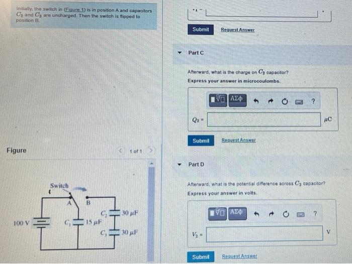 Solved Initially, the switch in (Figure 1) is in position A | Chegg.com