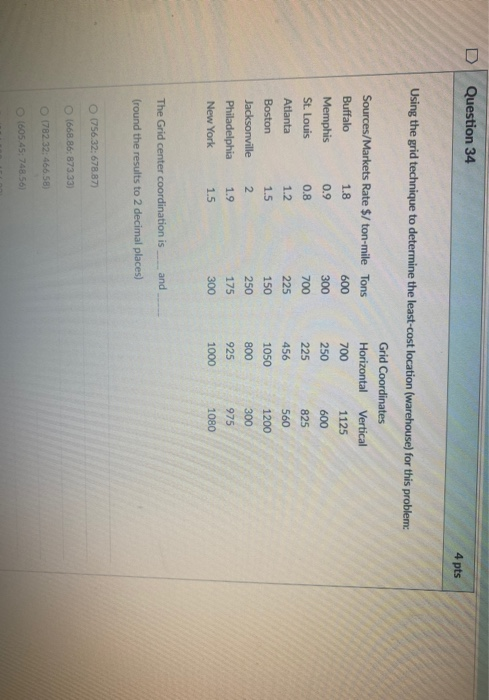 Solved Question 34 4 pts 300 Using the grid technique to | Chegg.com